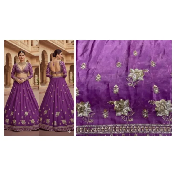 Space Silk Handwork Beads Daman Fabric for Lehenga Choli – Bollywood ...